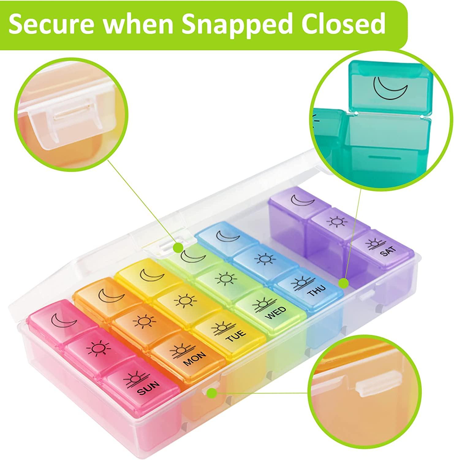Travel-Friendly Weekly Pill Organizer | 3 Times a Day | Large ...