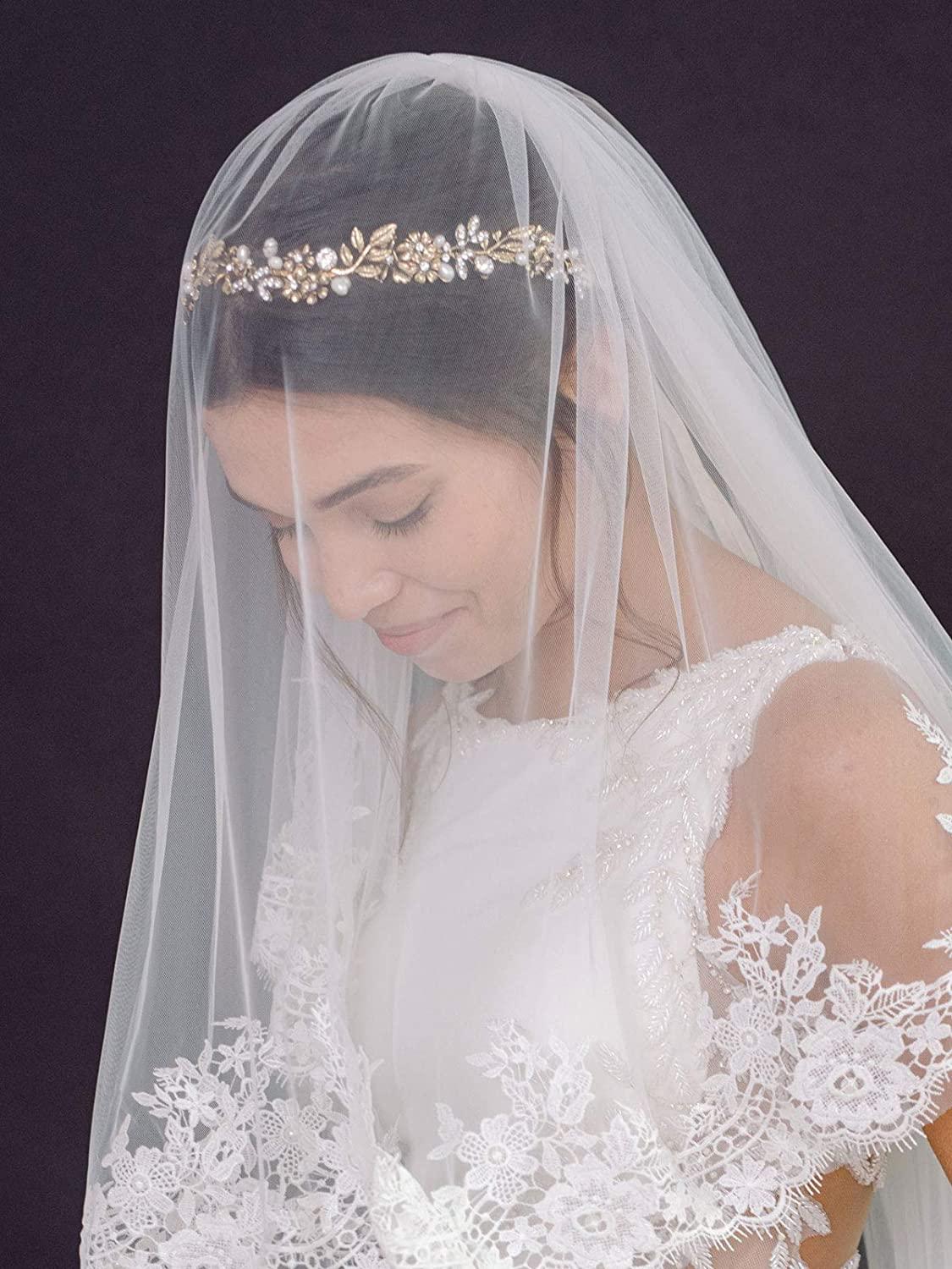 Sweetv Handmade Bridal Headpiece Retro Gold Bridal Headband With