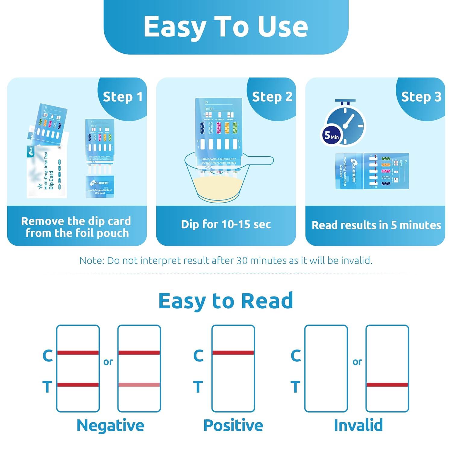 5 Panel Multi-Drug Urine Test Dip Card Kit - 10 Pack | Instant At-Home ...