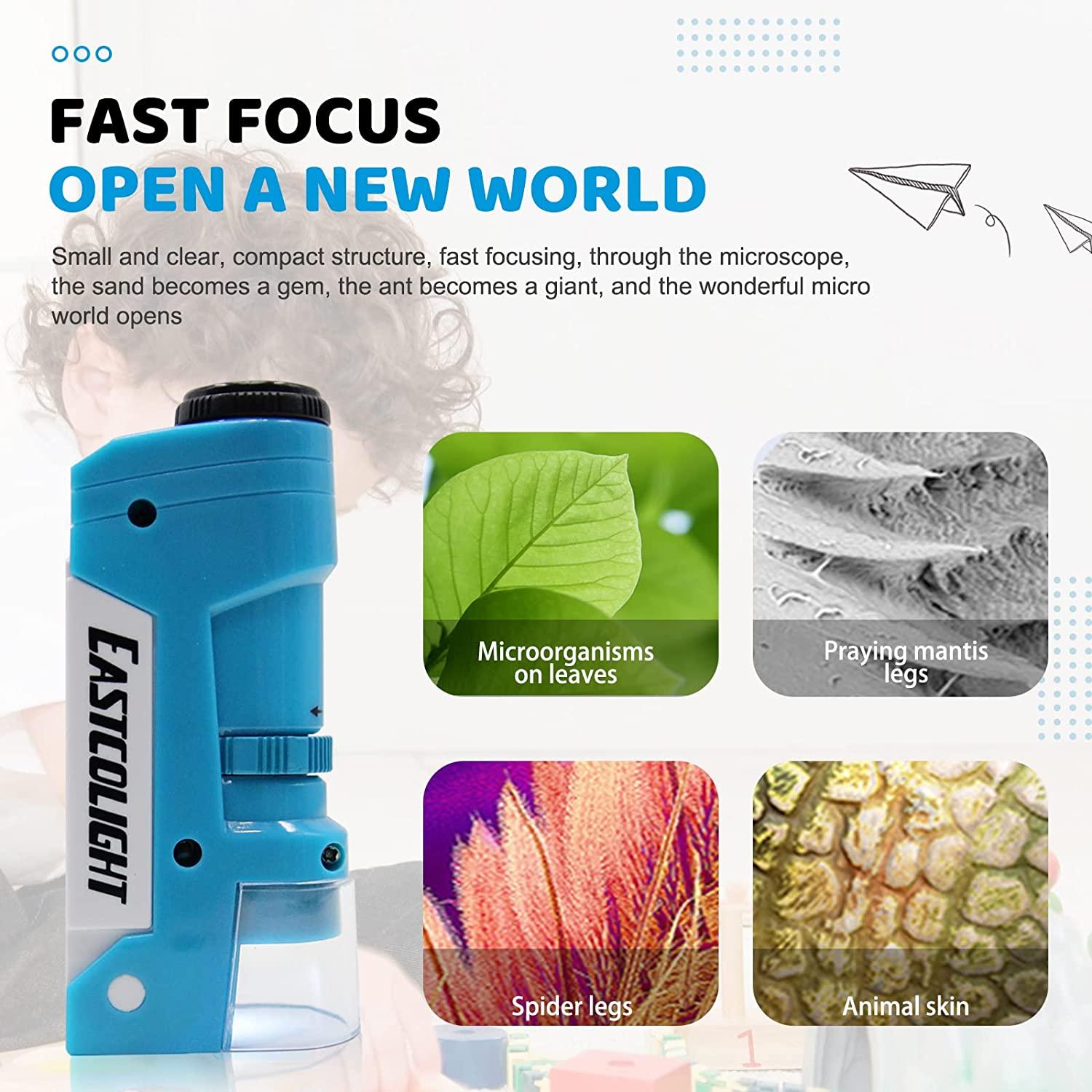 Pocket Microscope for Kids - 50x Zoom Handheld Science Toy for Ages 4 ...