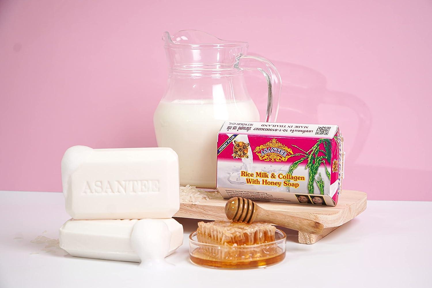 Asantee Rice Milk Collagen Honey Body Soap 125g - Soft, Clear, Radiant ...