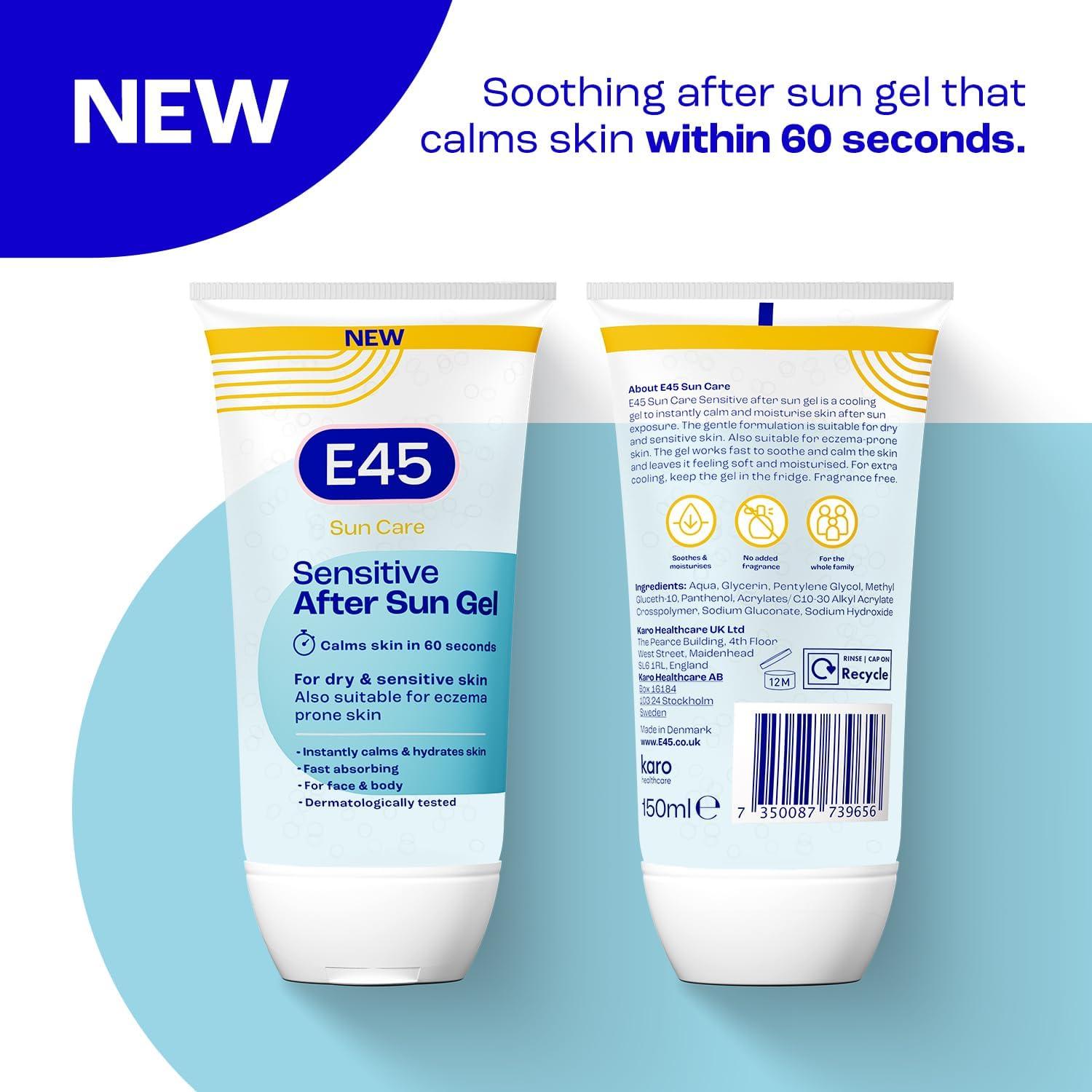 E45 Cooling Sensitive After Sun Gel - Dermatologically Tested ...