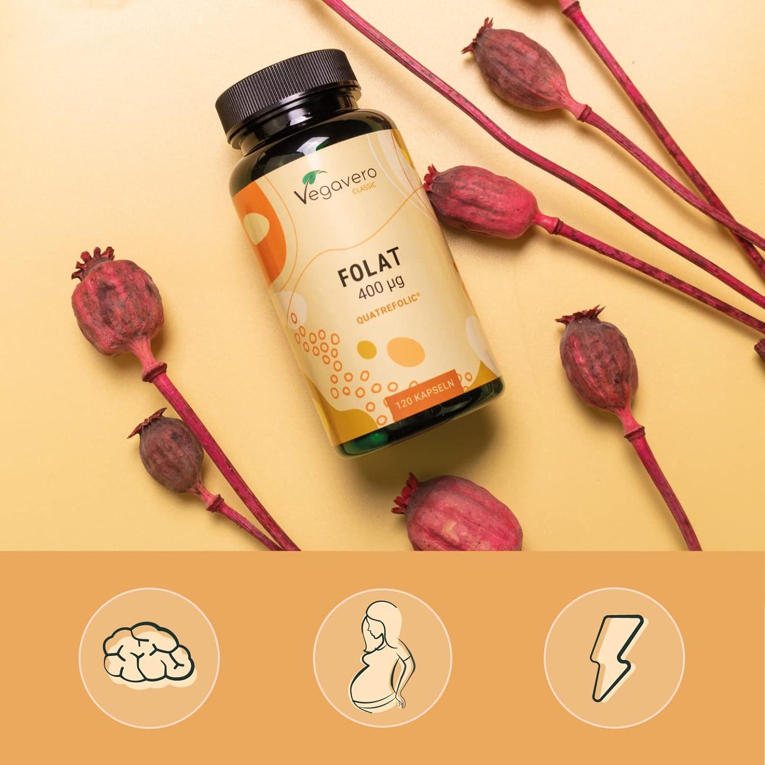 Folic Acid 400 g Capsules | Premium Quatrefolic 5-MTHF Folate | Italian ...