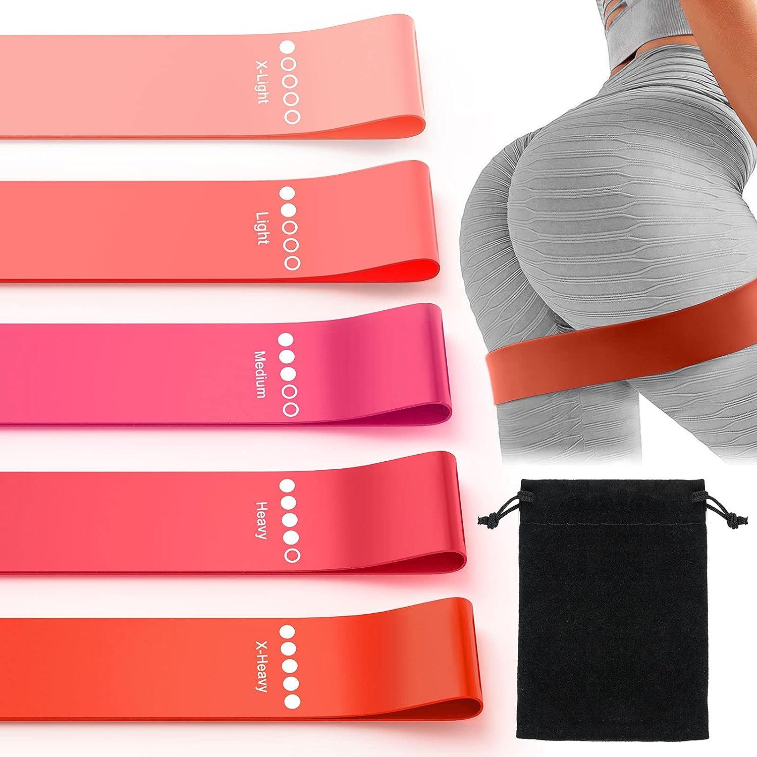Resistance Bands Set for Women and Men - 5 Stretch Bands for Booty Legs ...