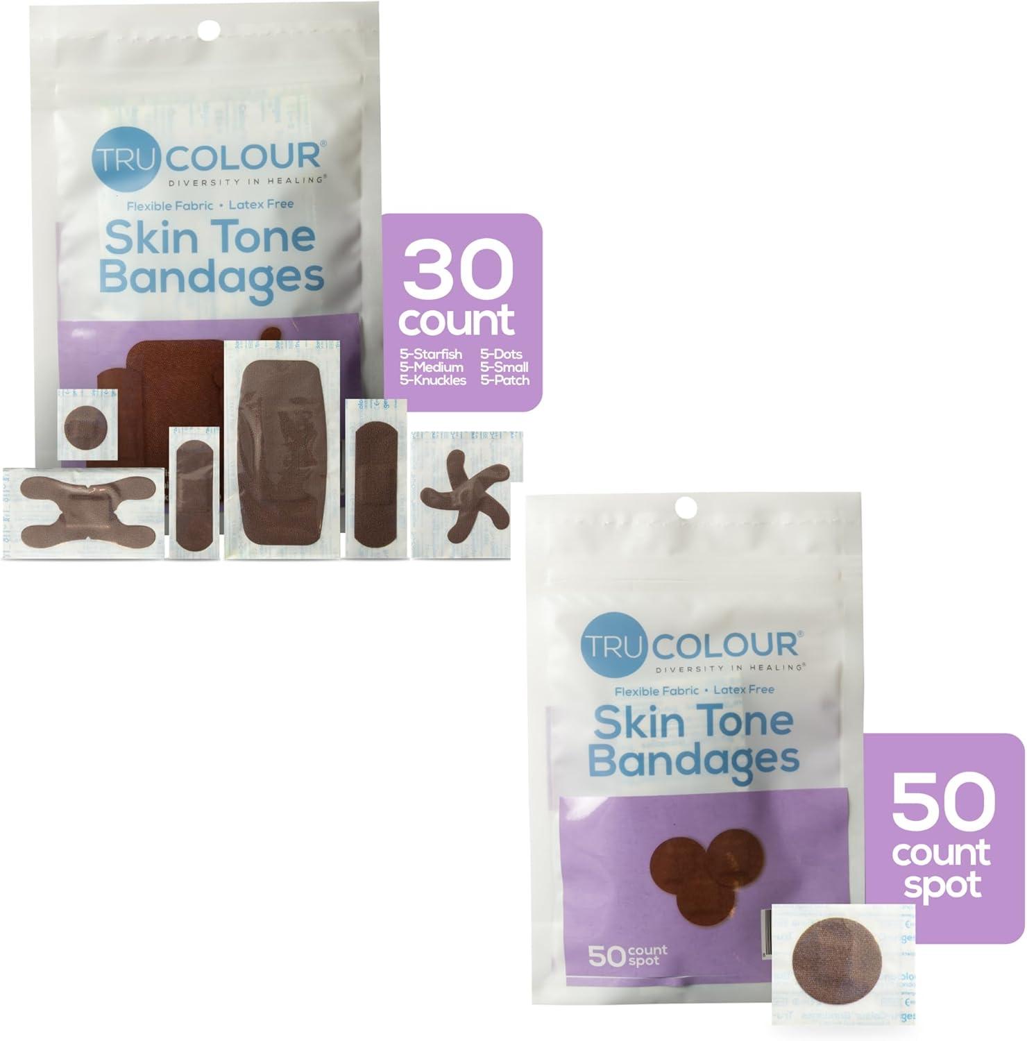 Skin Tone Bandages Variety Pack - Flexible Fabric Adhesive Strips for ...