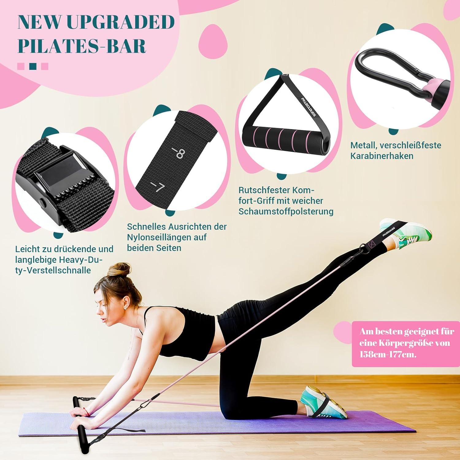 Shop Pilates Rod & Bar Set for Home Workouts | Resistance Tapes Metal ...