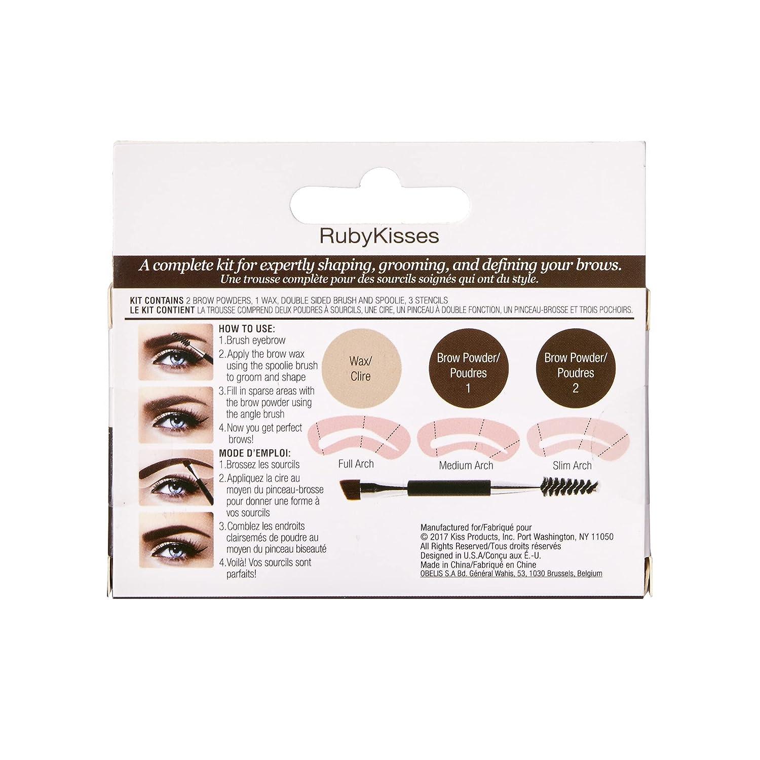 Ruby Kisses Go Brow Eyebrow Kit in Black Dark Brown - Define and ...