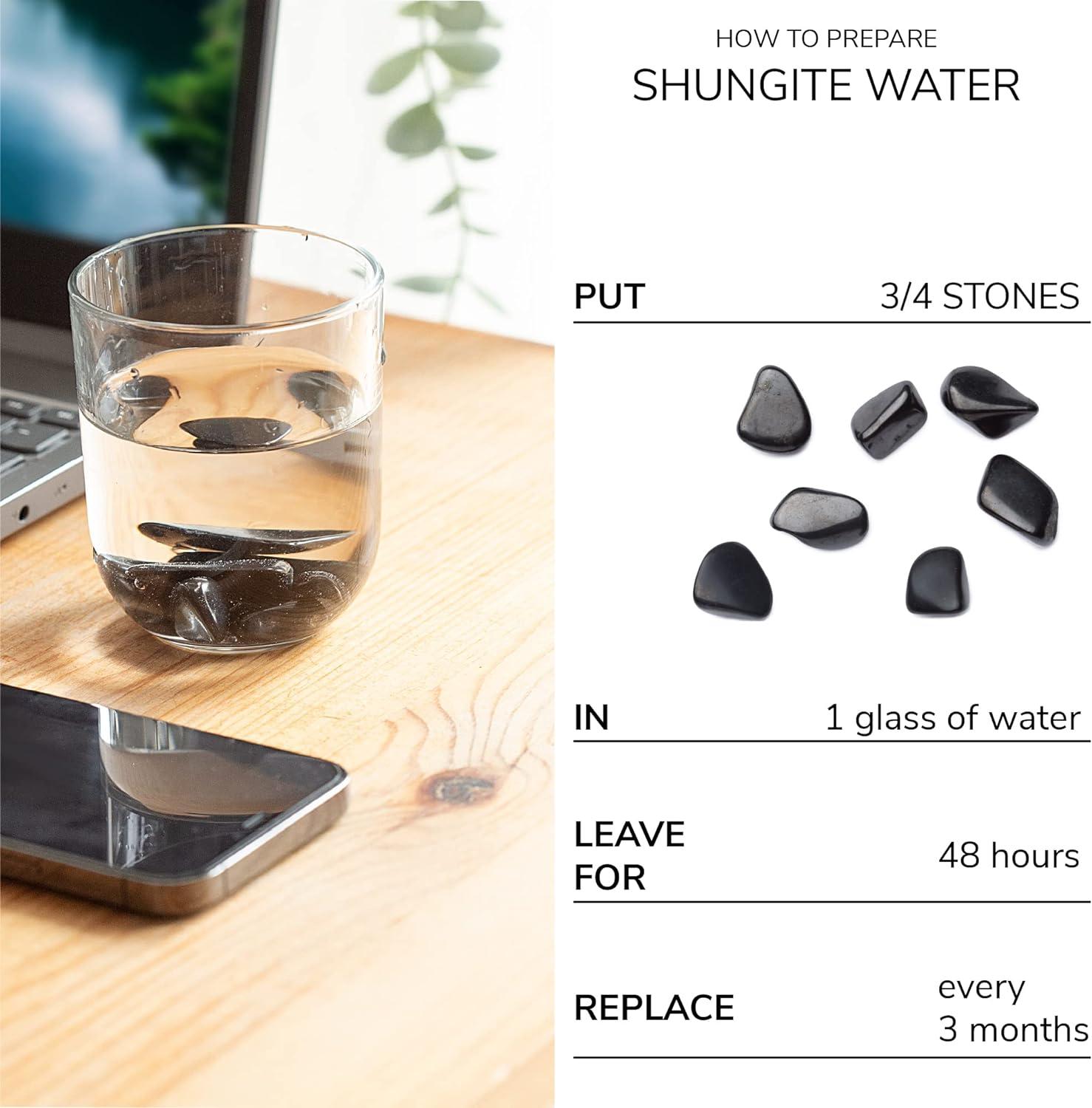 Shungite Tumbled Stones for Water Purification 500g (1.10 lbs) Crystal ...