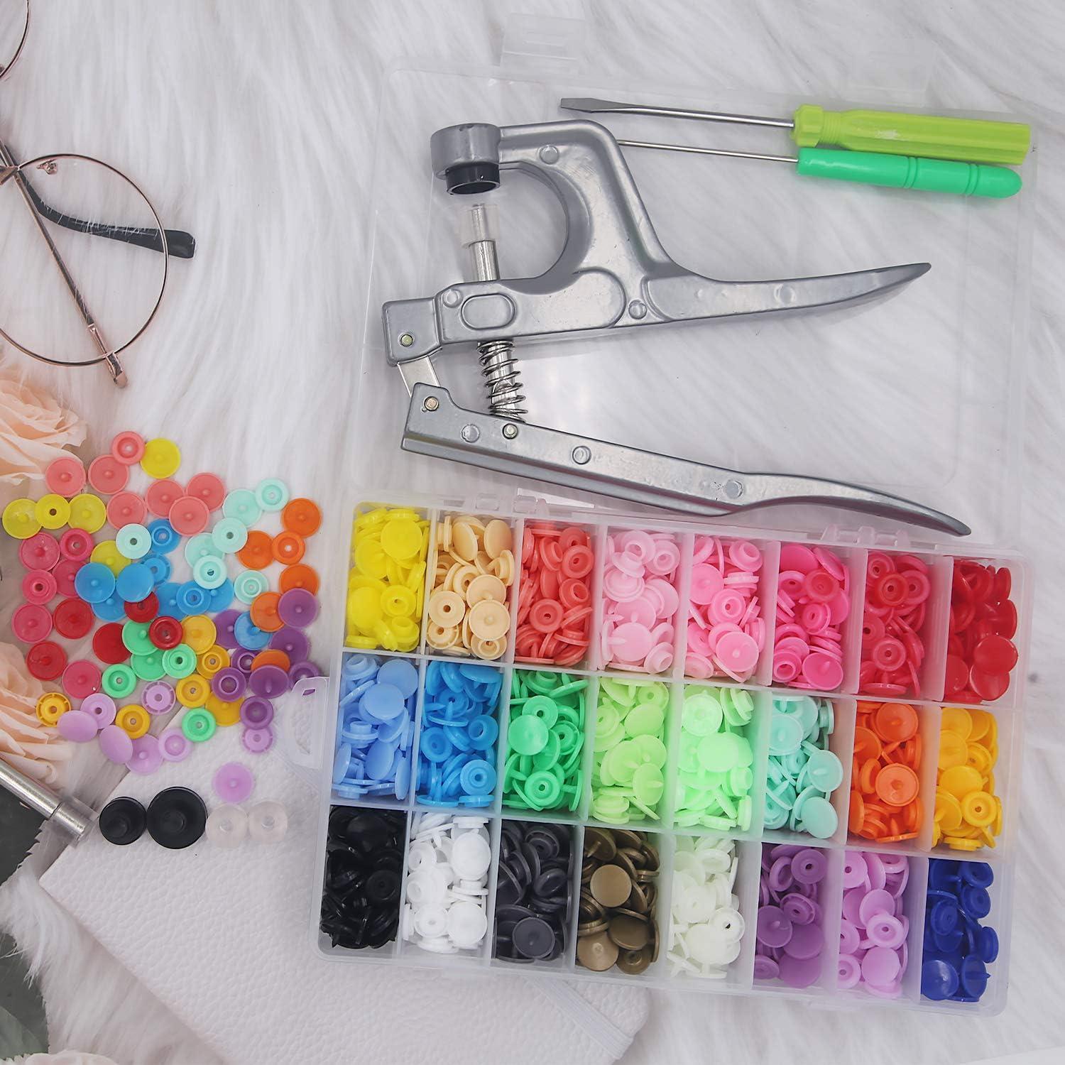 1440Pcs Plastic Snap Buttons Kit with Pliers - T5 Snaps for Clothing ...