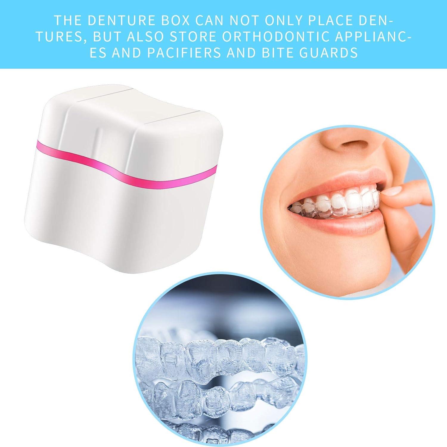 Denture Bath Case with Denture Cleaner Brush Denture Toothbrush Denture ...