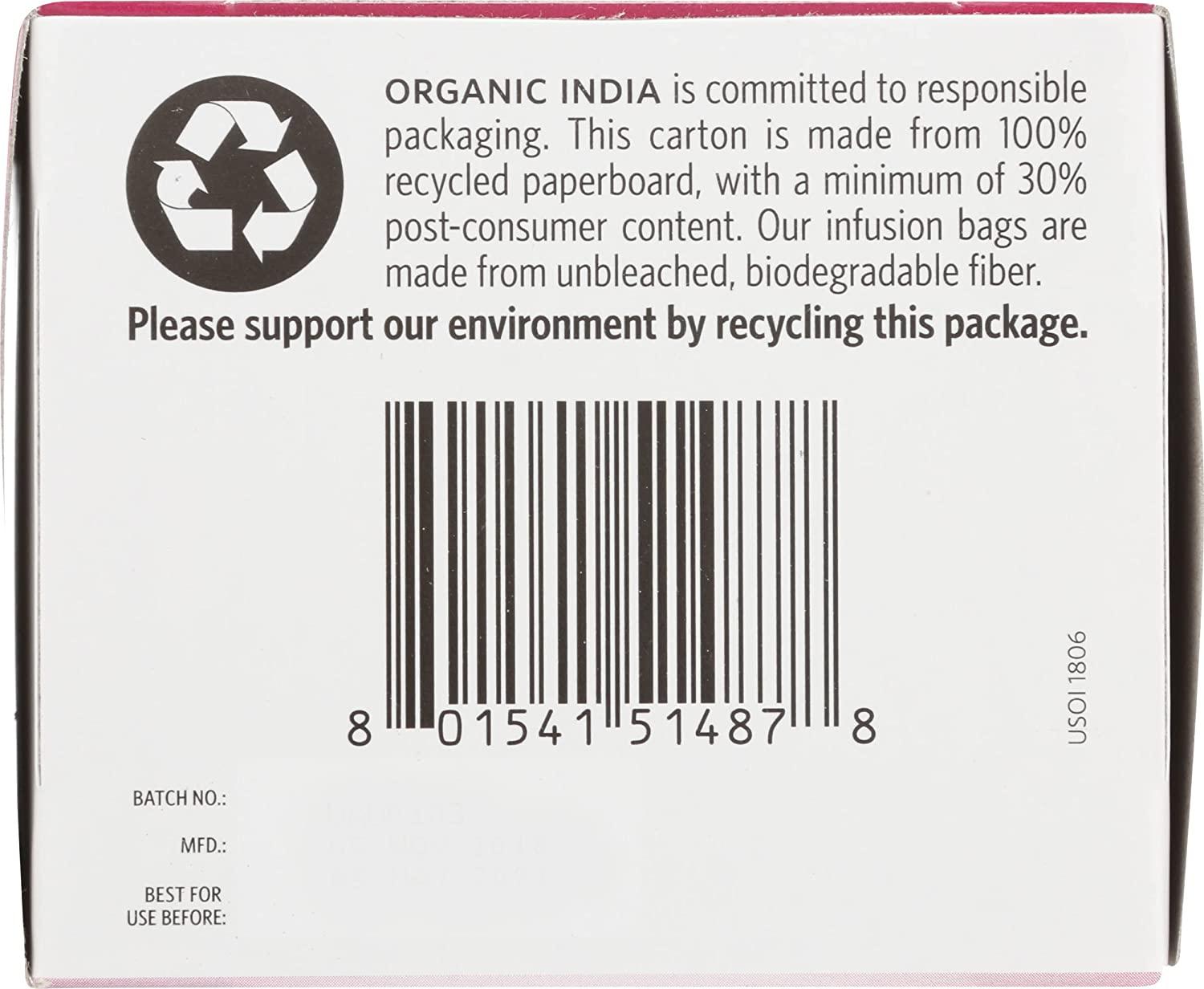 Organic India Tulsi Hibiscus Tea Infusion - 18 Count - Herbal Wellness Brew | Buy Now with ...