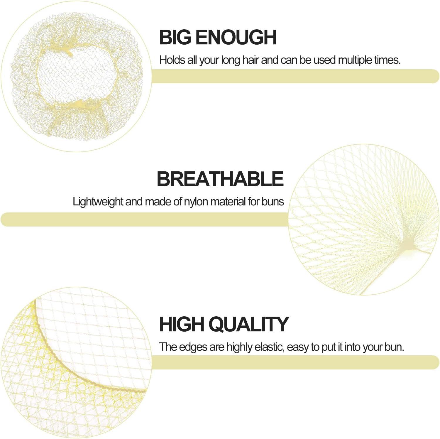 Sularpek 35 Pcs Blonde Hair Bun Nets 50cm/20 inch - Elastic Edge Mesh ...