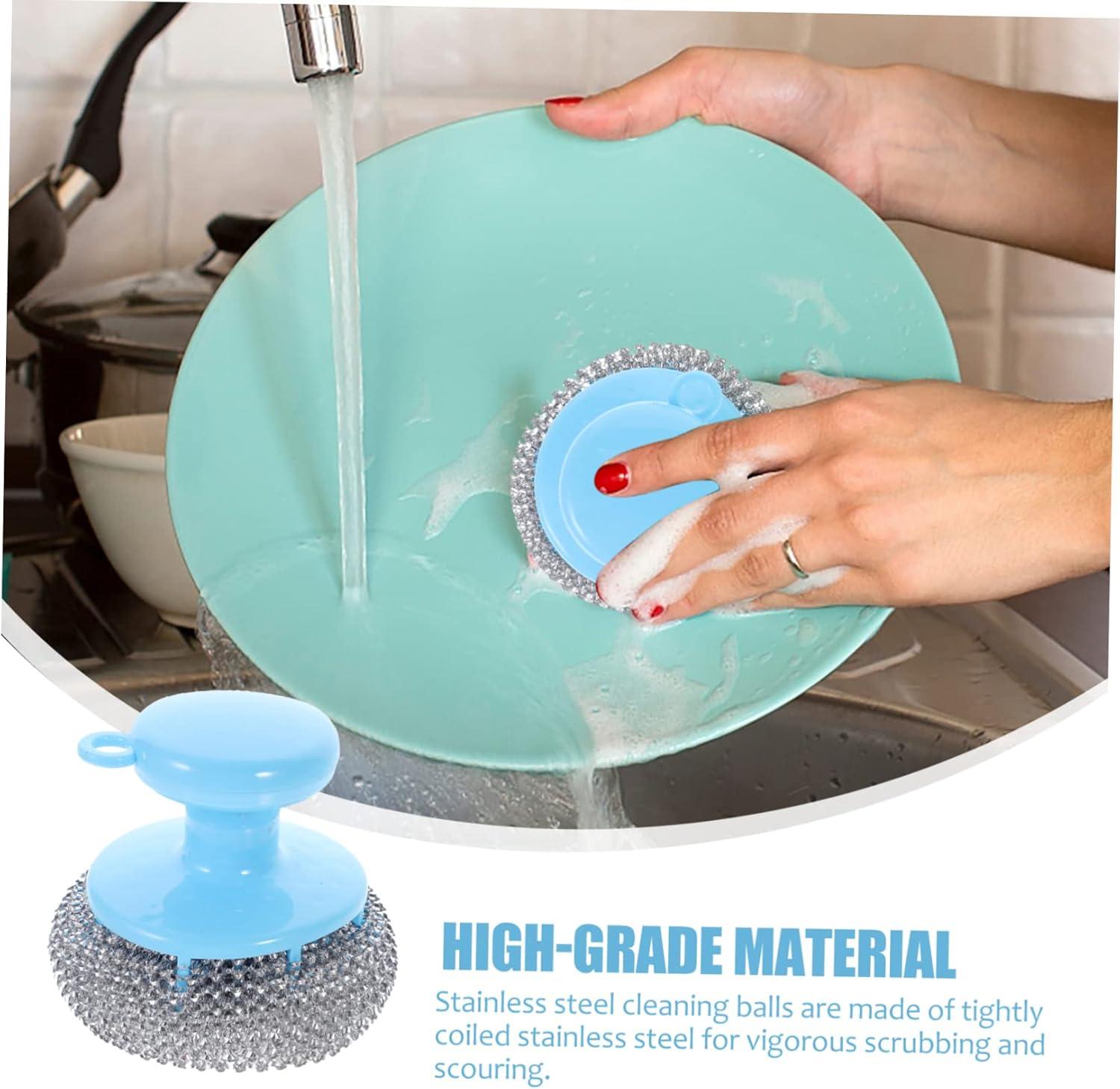 Solustre 20 Sets Wire Brush Handle Pot Scrubber & Grill Cleaner Tool ...