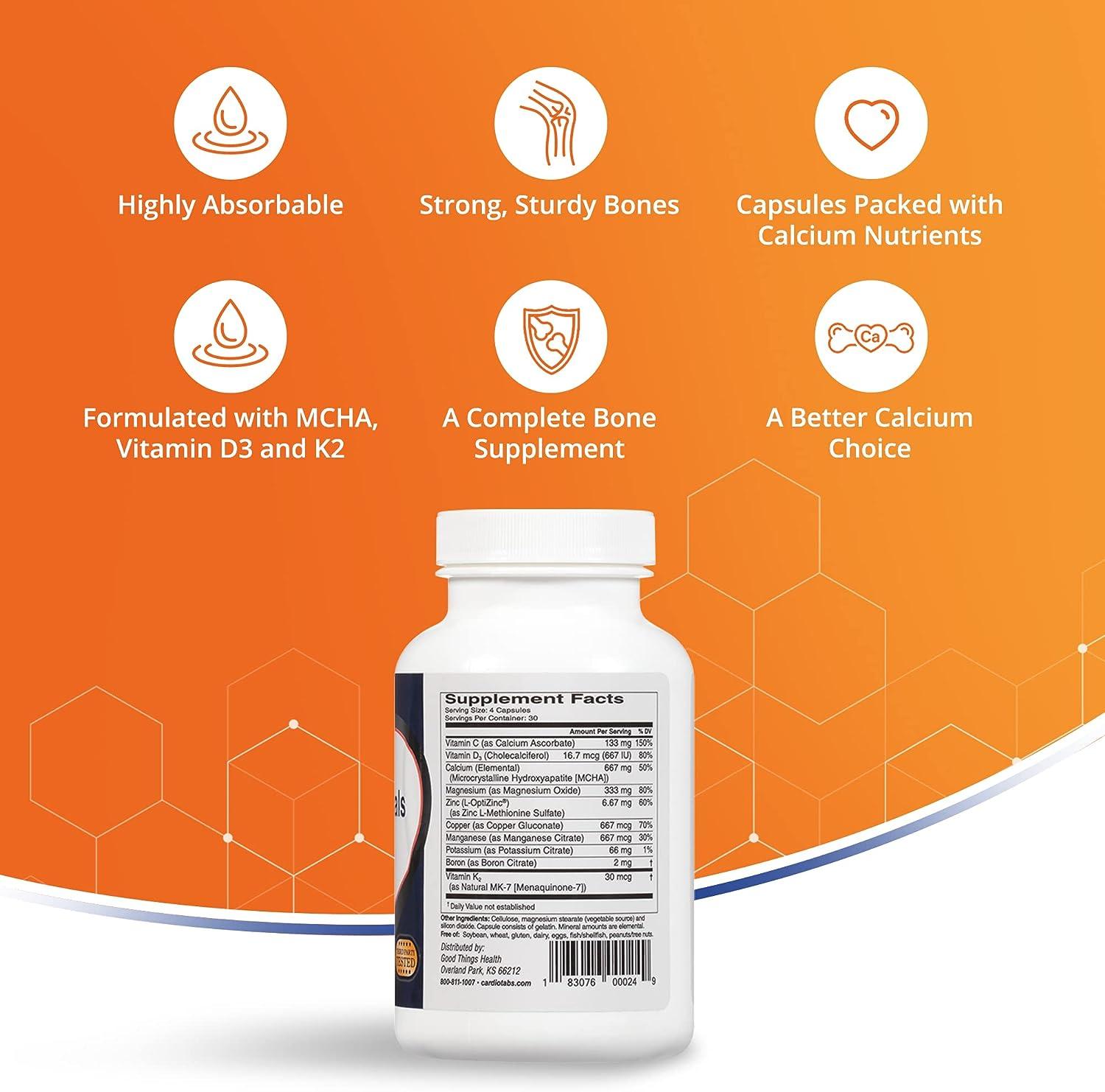 Cardiotabs Bone Essentials with MCHA & Collagen Calcium Supplement ...