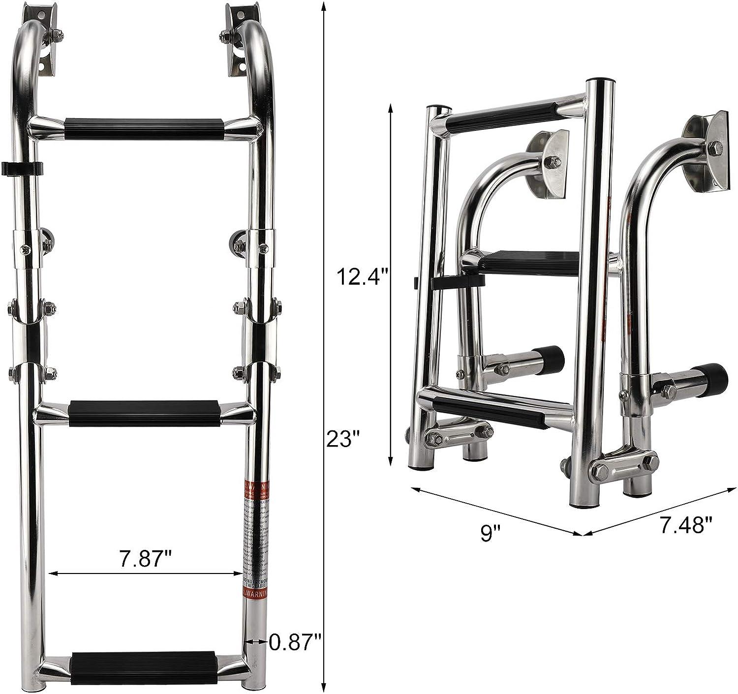 Artilife Stainless Steel Foldable Boat Ladder | Marine Pontoon 2+1 Step ...
