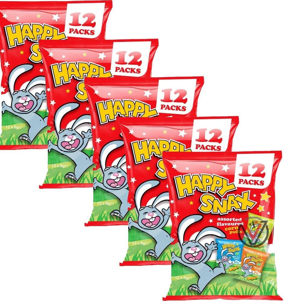 05 x Happy Snax Crisps Assorted Flavours Corn Puffs 12 pks 96g | VIMIX ...