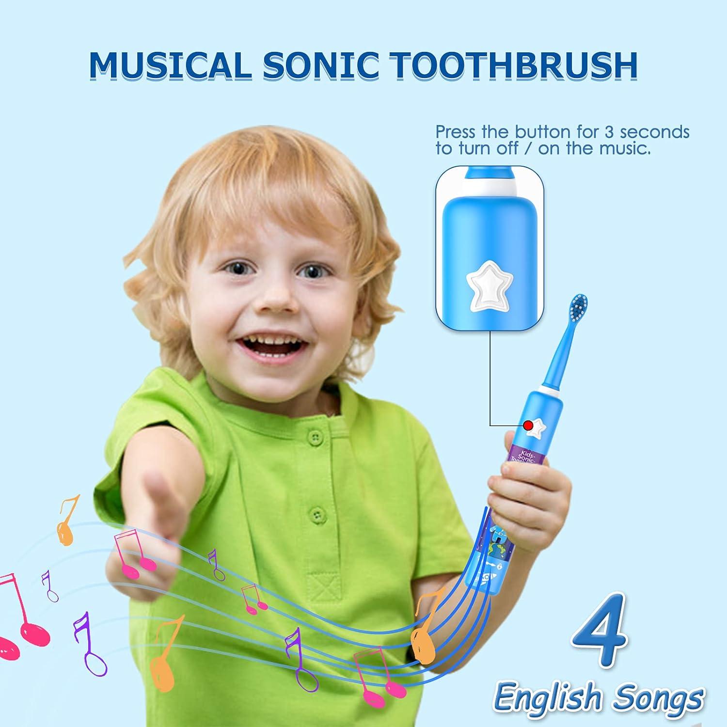 CHAIN PEAK Musical Kids Sonic Electric Toothbrush Rechargeable Smart ...