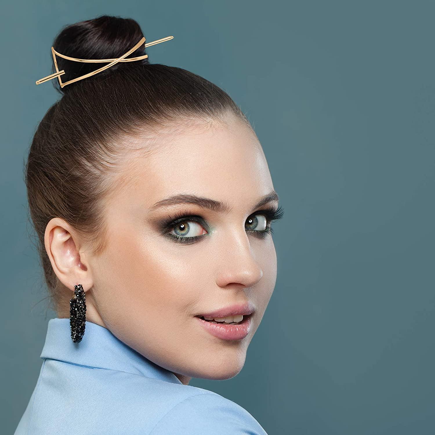 OIIKI 2PCS X Shaped Hair Stick Set for Women & Girls - Gold + Silver ...