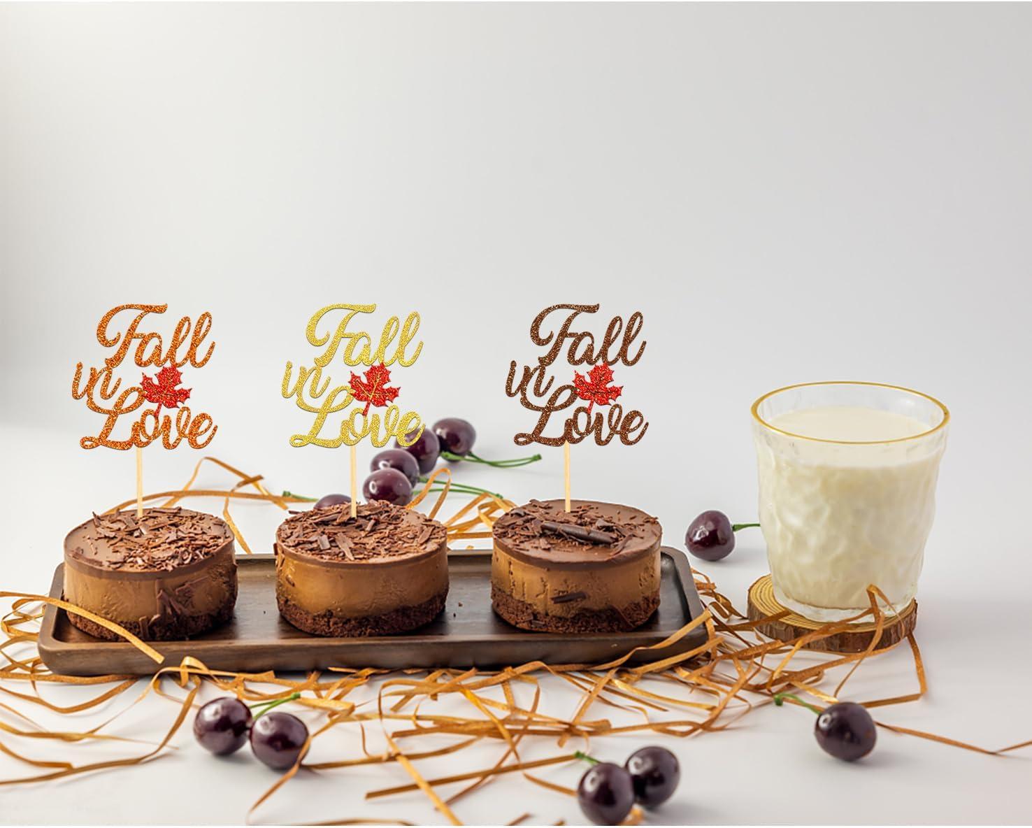 Moitkptt 24PCS Fall in Love Cake Topper Fall Theme Party Decorations ...