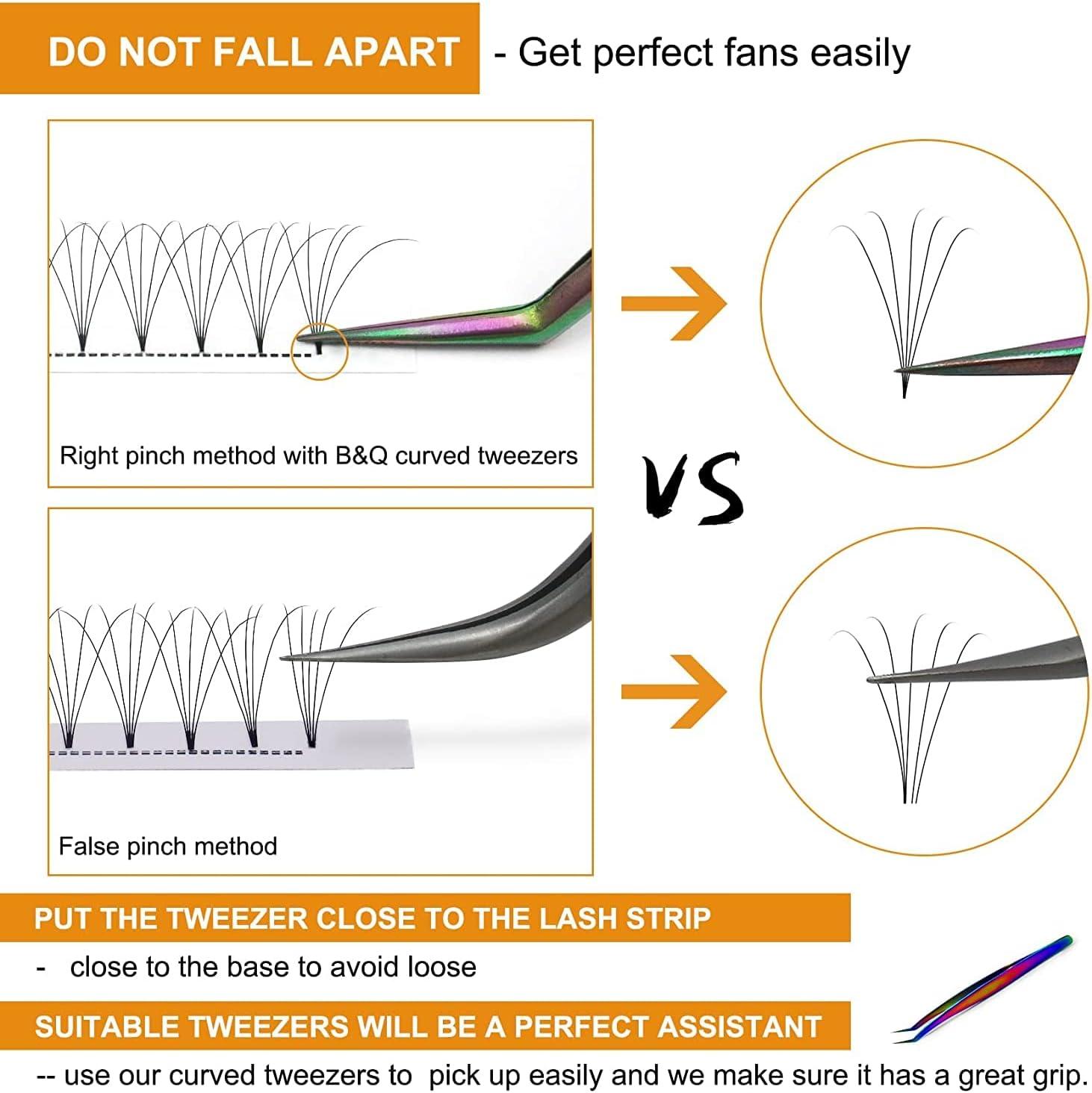 B&Q LASH 5D-0.10C-9mm Pre Made Fan Eyelash Extensions | Short Stem ...