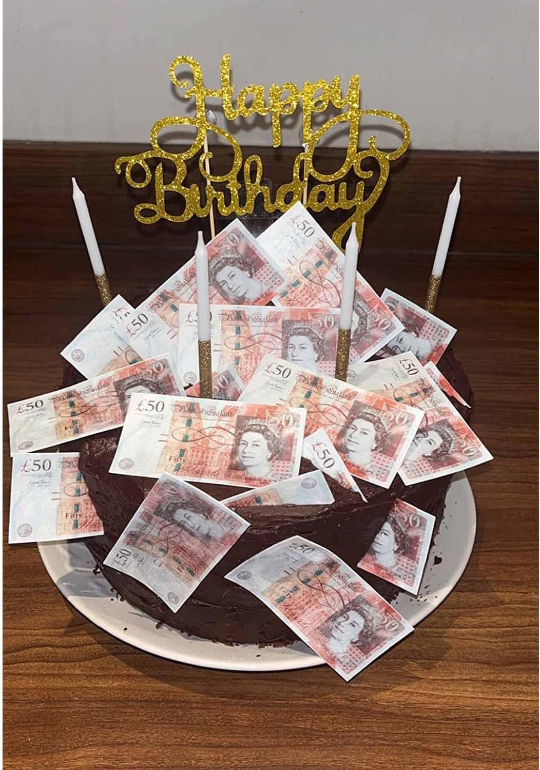 12x 50 Notes Edible Money Pounds Edible Rice Paper Cupcake Toppers ...