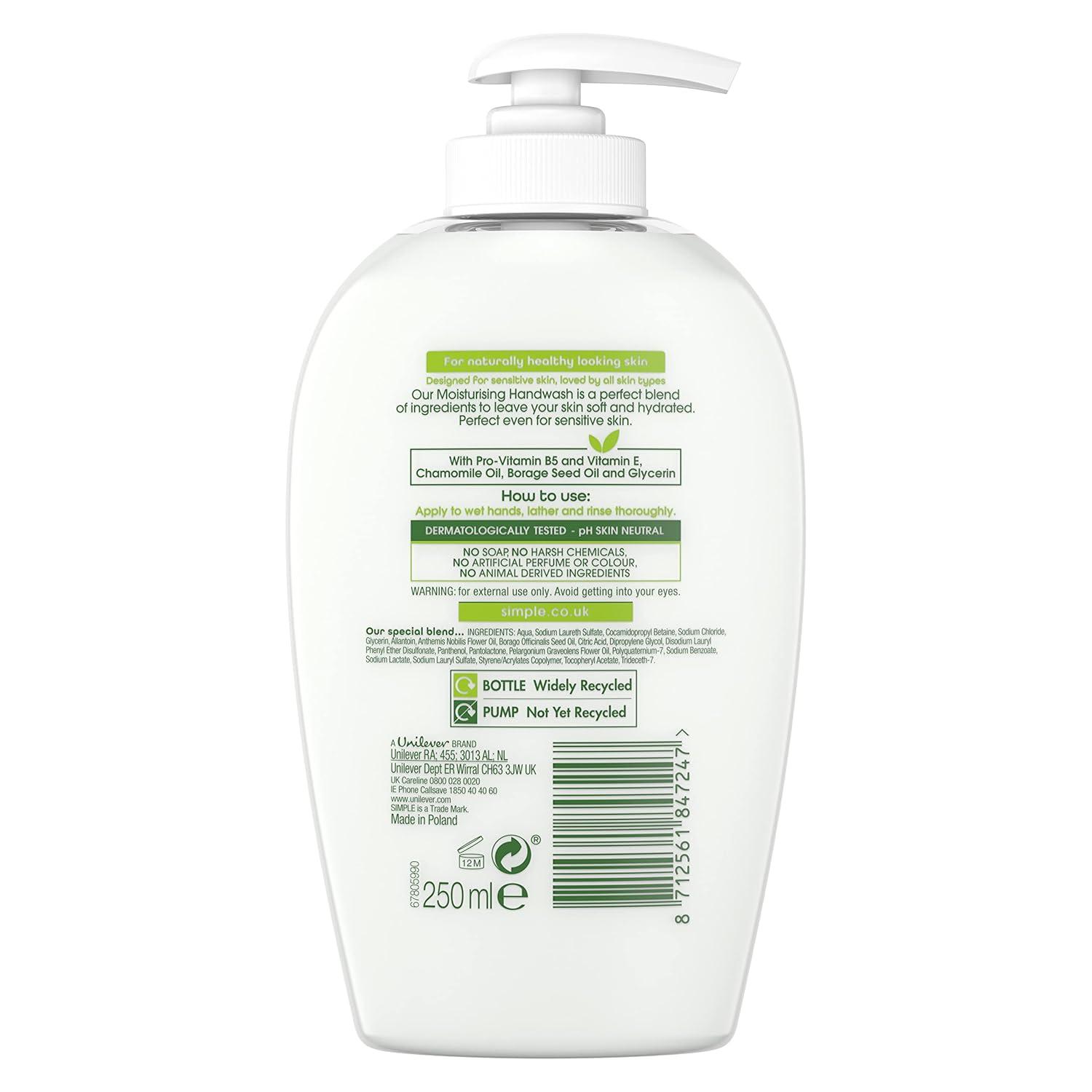 Simple Kind to Skin Moisturising Handwash 250ml - Gentle Hydration for ...