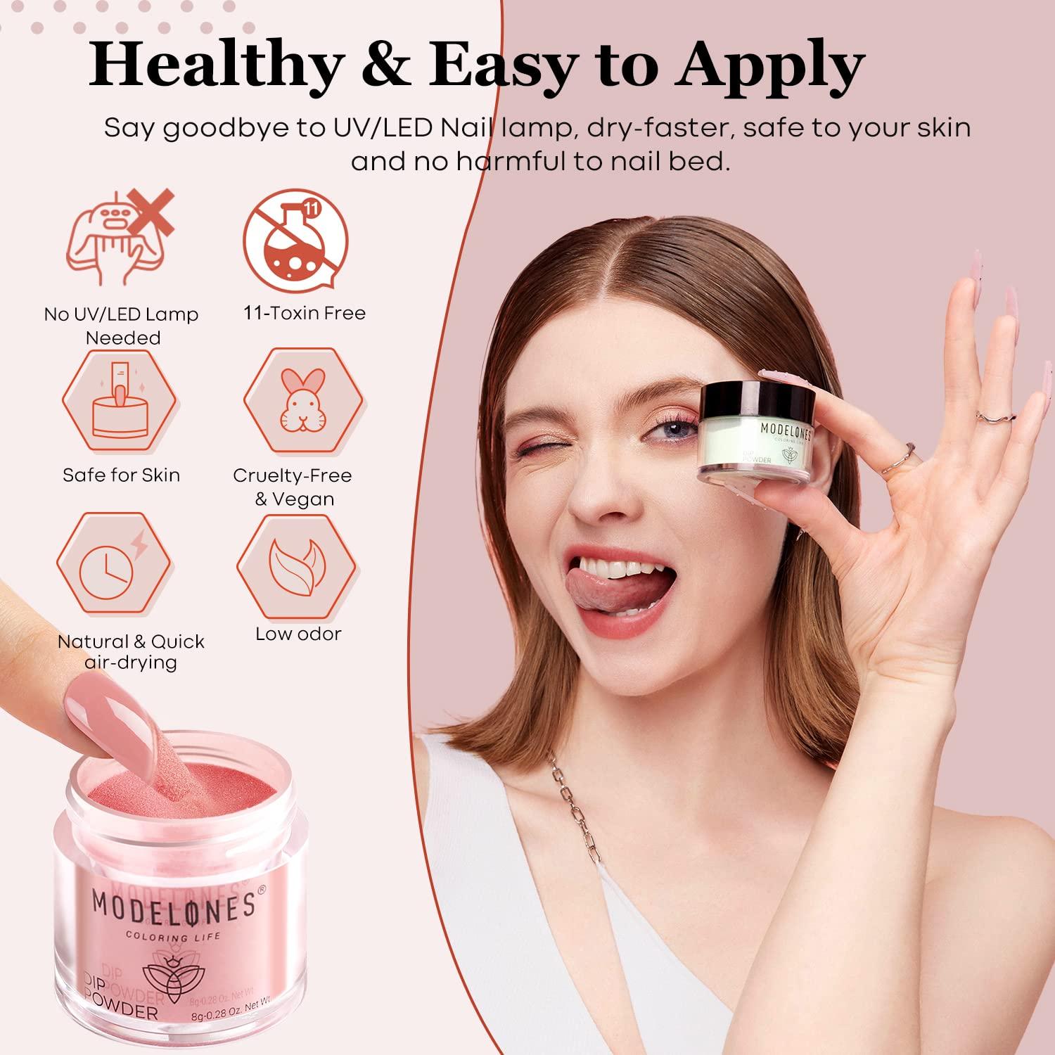 Modelones 32 Pcs Dip Powder Nail Kit Starter | 20 Colors Nude Pink Gray ...