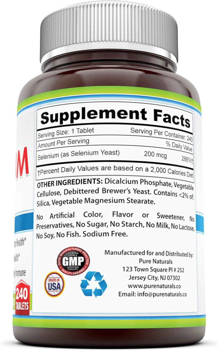 Pure Naturals Selenium 200 mcg Tablets - 240 Count | Antioxidant ...