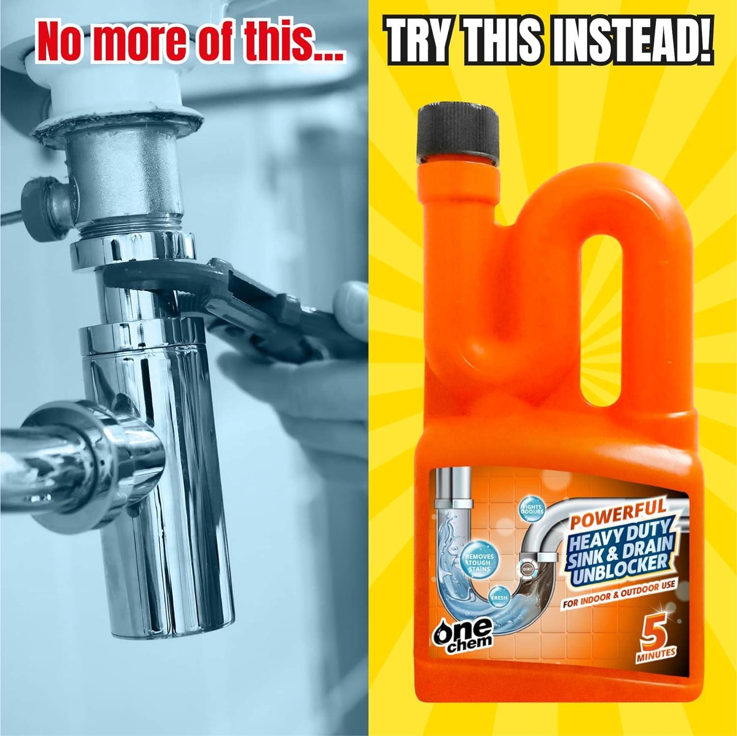 One Chem - Heavy Duty Sink and Drain Unblocker Gel - 5L Plus 750ml ...