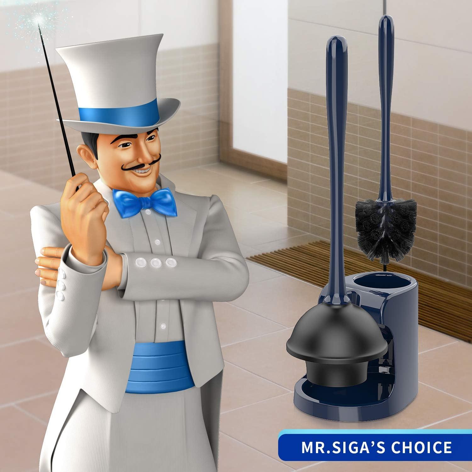 MR.SIGA Toilet Plunger and Bowl Brush Combo - Navy | Bathroom Cleaning ...