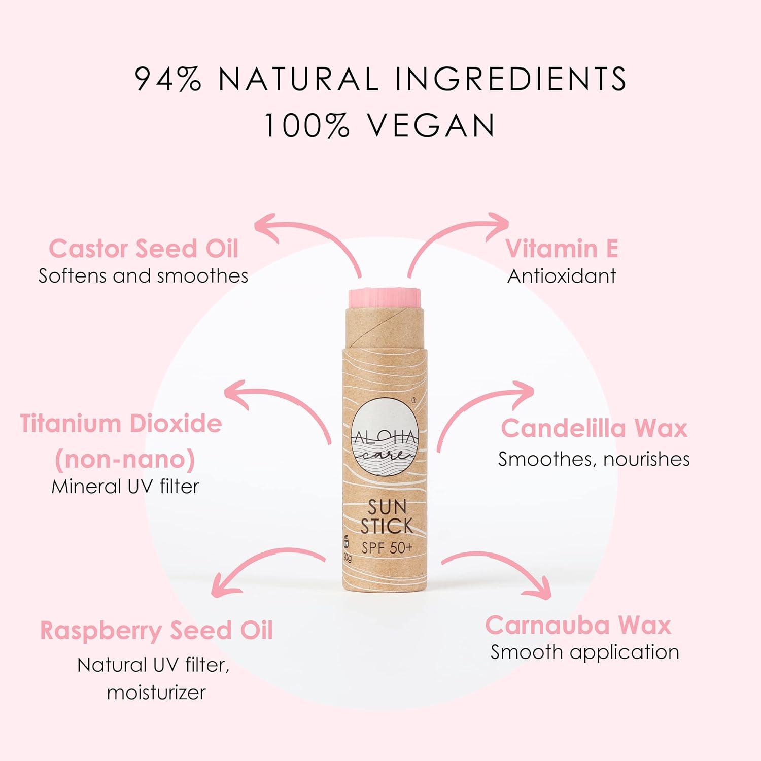 Aloha Sun Stick SPF 50+ (Pink) Sunscreen Stick Sun Block Stick for Face ...