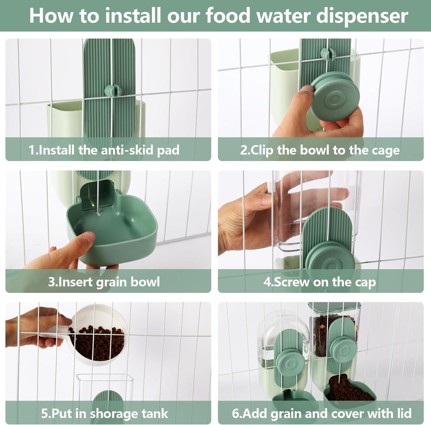 Misyue Hanging Automatic Food Water Dispenser for Small Pets | Gravity ...