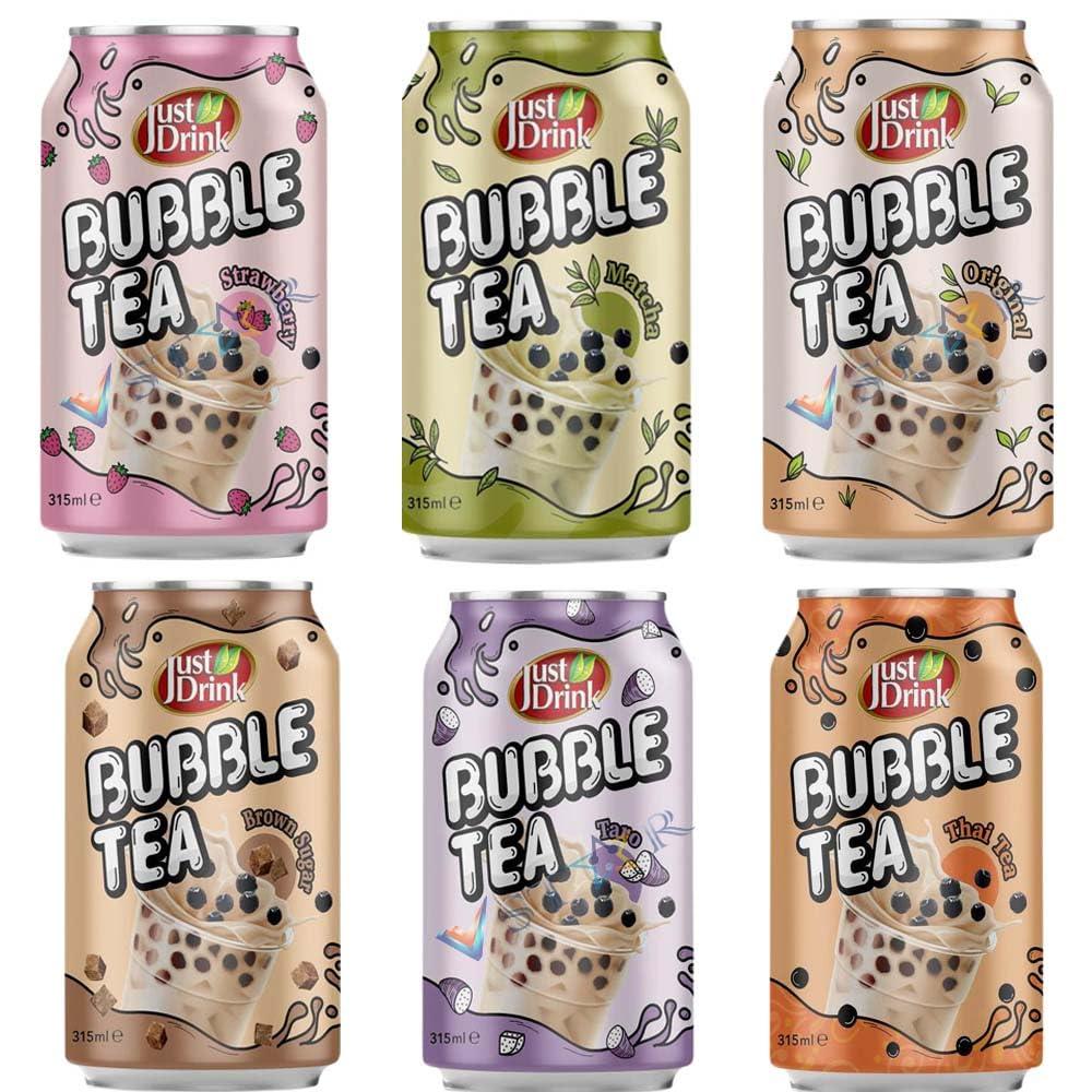 Just Drink Original Brown Sugar Strawberry Thai Tea Matcha & Taro Flavour Bubble Tea 315ml ...
