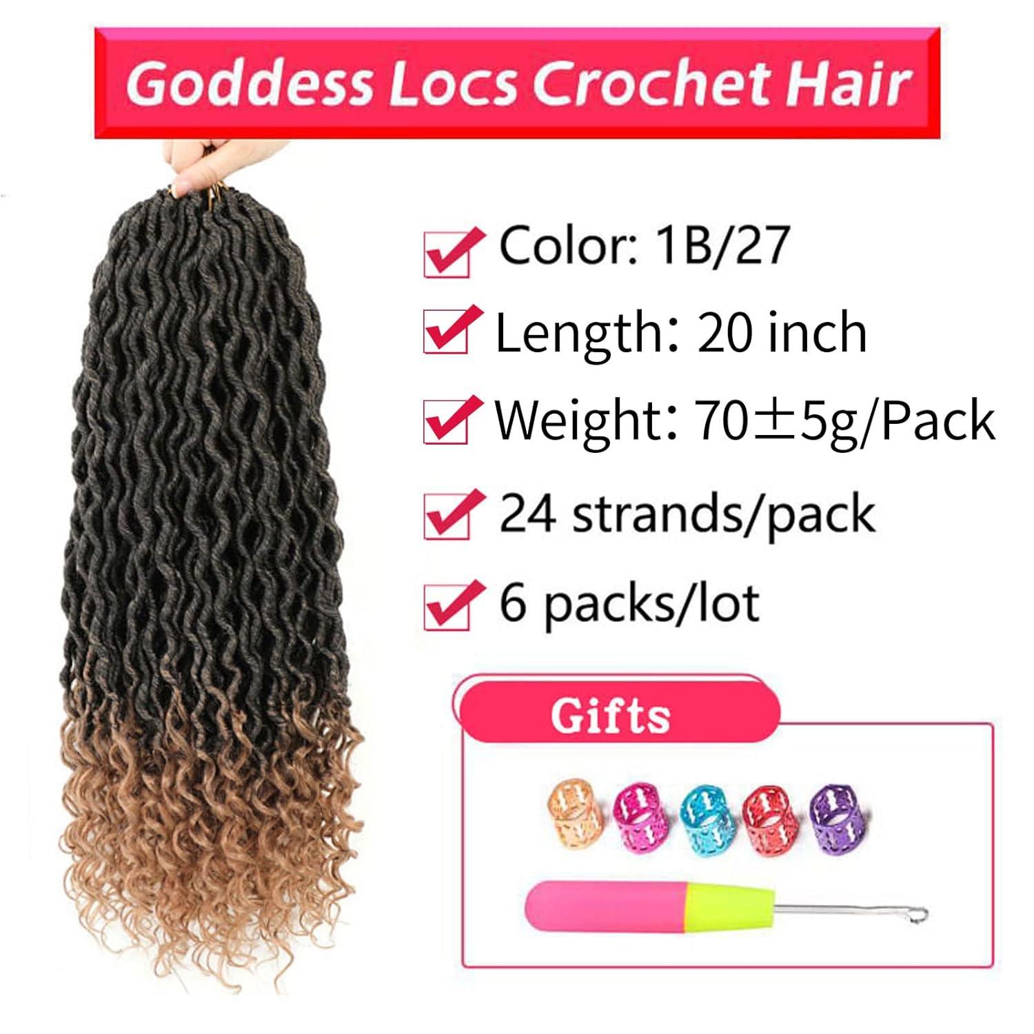 Lihui Goddess Locs Crochet Hair 20 inch 6 Packs - Ombre Faux Curly Locs ...