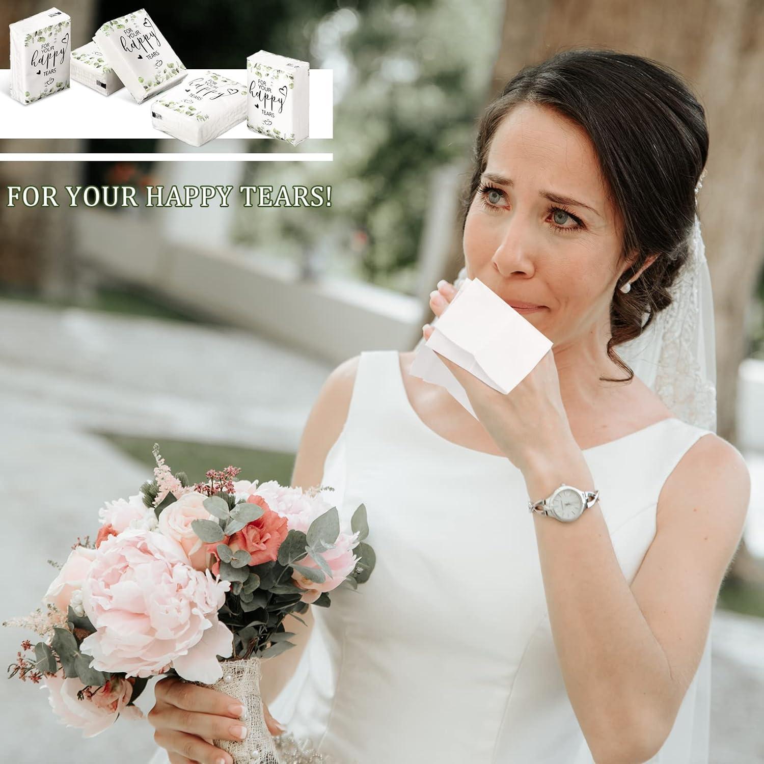 Happy Tears Wedding Facial Tissues - 100 Pack 3-Ply Pocket Size Mini ...