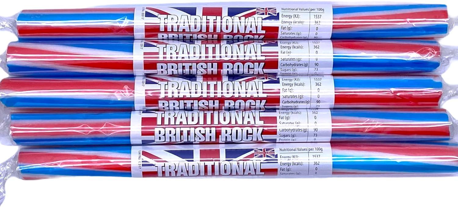 50 X Traditional British Red White Blue Rock Sticks Handmade ...