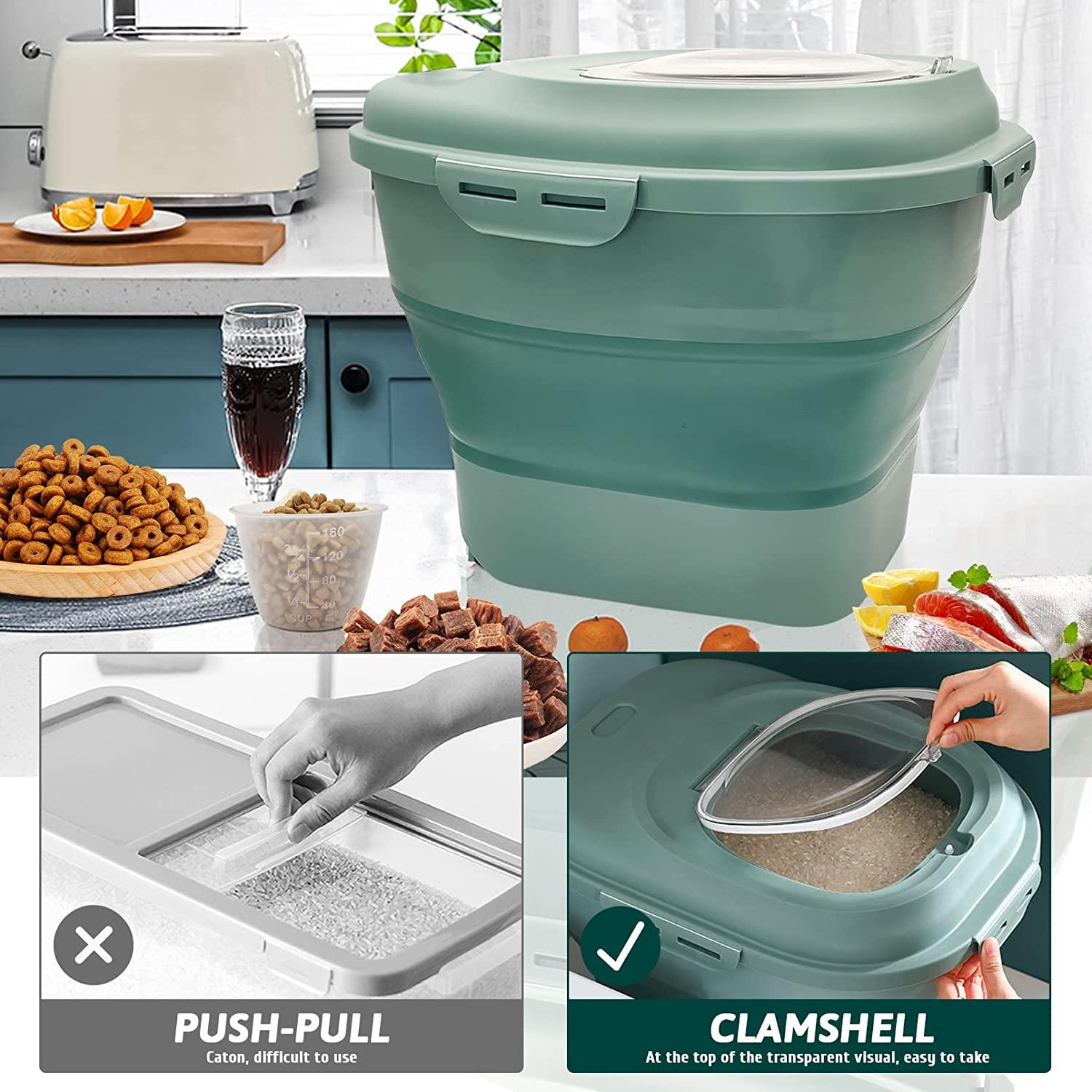 BNOSDM 30 lb Collapsible Pet Food Storage Container - Airtight Plastic ...