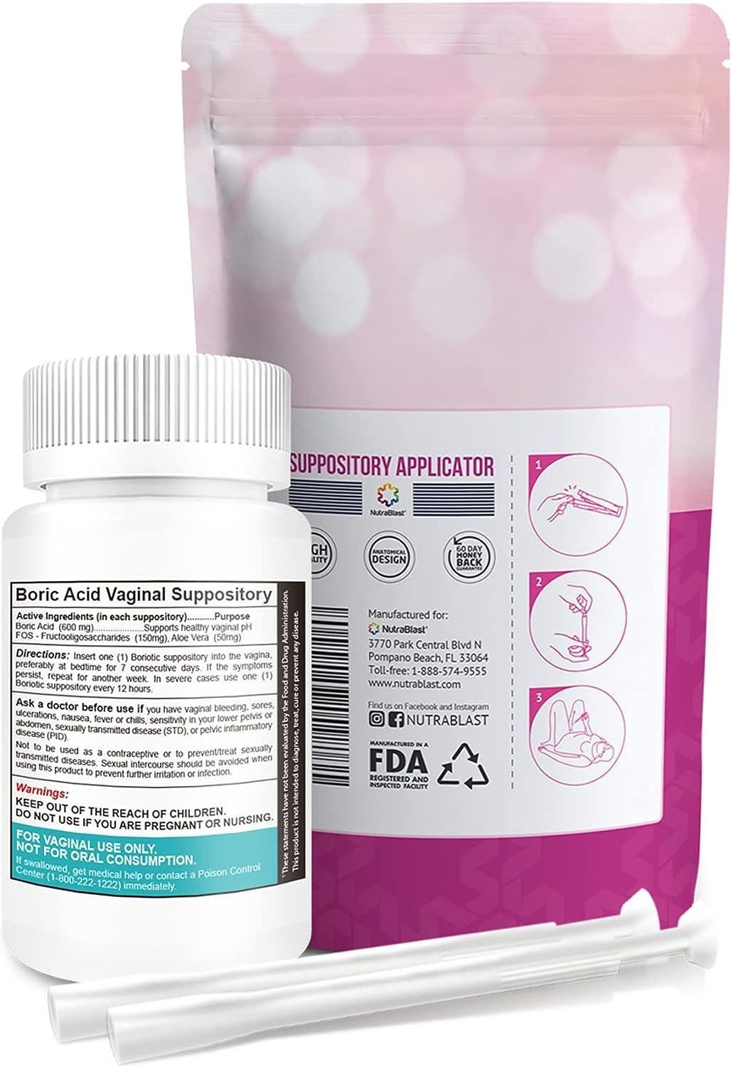 NutraBlast Boric Acid Vaginal Suppositories 800mg Complex with ...