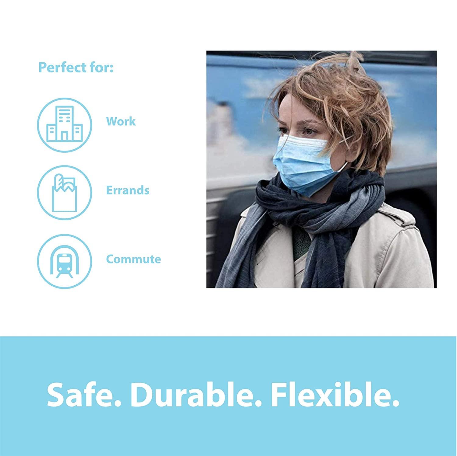 100-Piece Disposable Procedural Face Masks for Mouth and Nose Safety ...