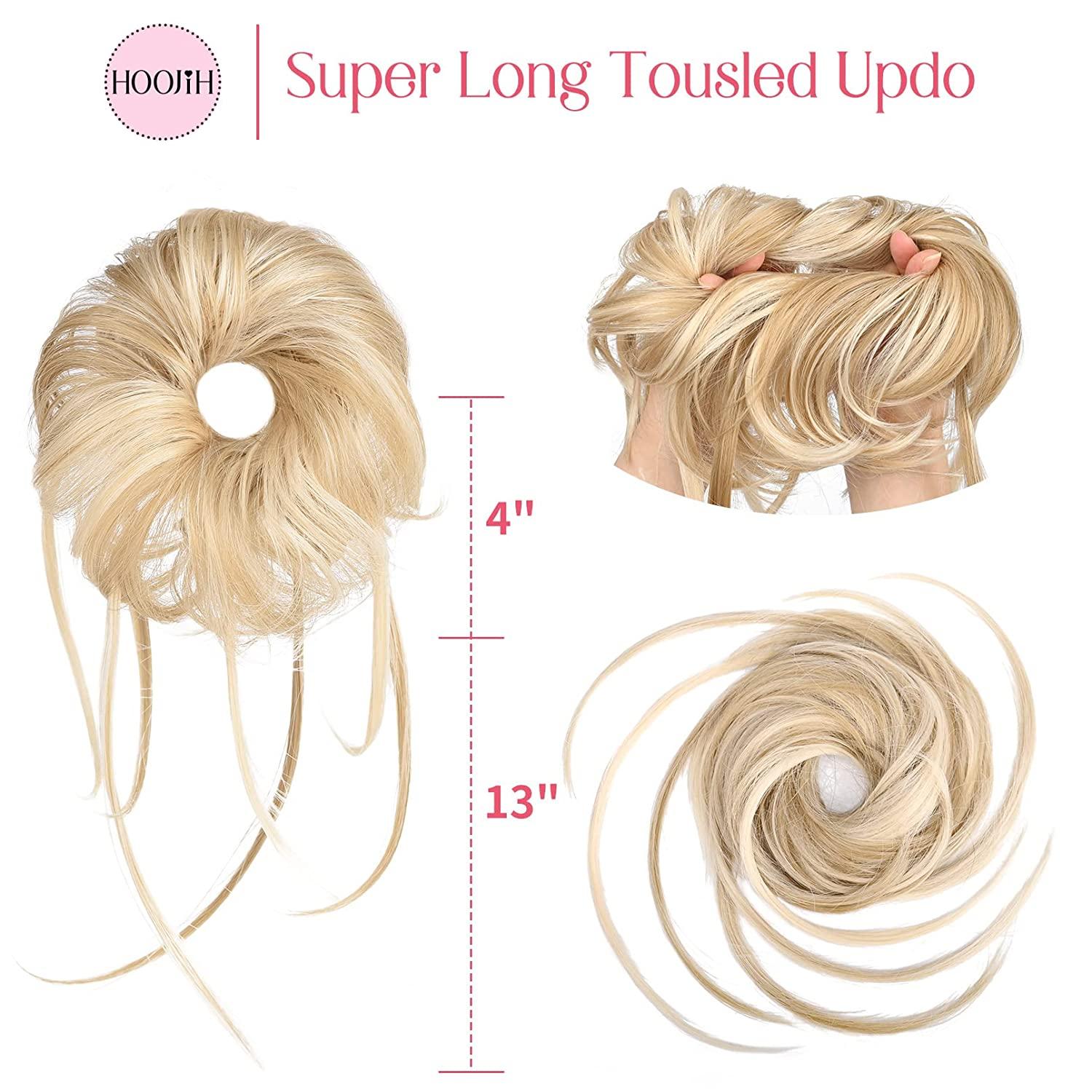 Messy Bun Hair Piece - HOOJIH 2 Pack Wavy Updo Extensions for Women ...