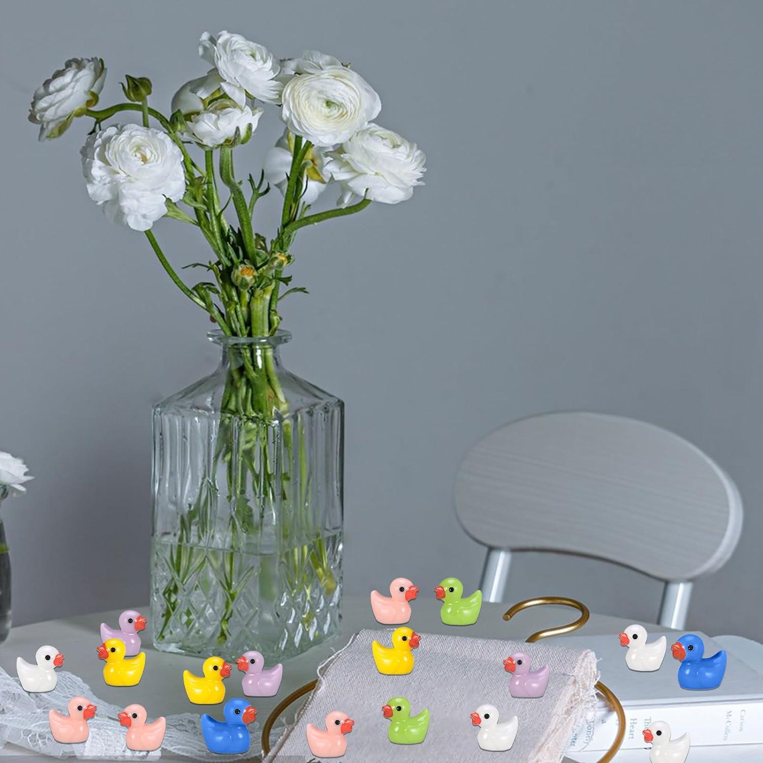 100PCS Mini Resin Ducks Set - Realistic Tiny Cute Duck Ornaments in 6 ...