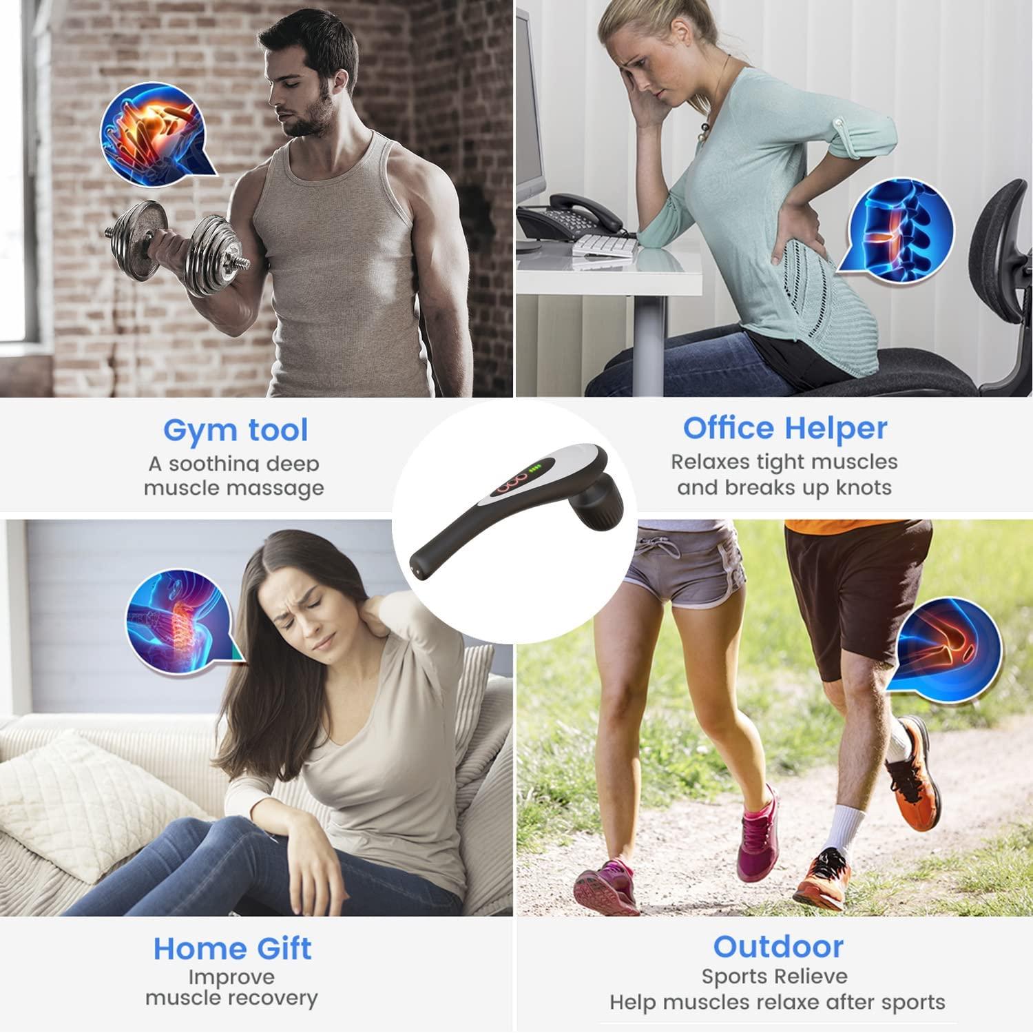 Roysmart Cordless Electric Handheld Vibrating Massager - Deep Tissue ...