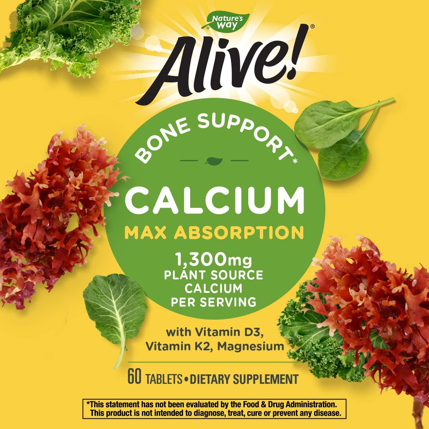 Nature's Way Alive! Calcium Bone Formula 1300 mg - 60 Tablets for ...
