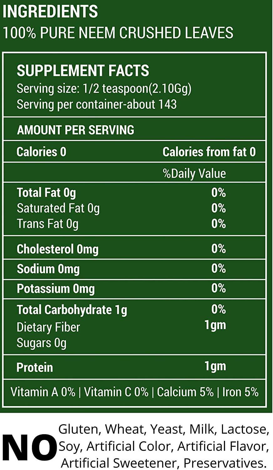 Neem Leaves Crushed for Fresh Neem Leaf Tea - 300g (10.6 oz) Herbal ...