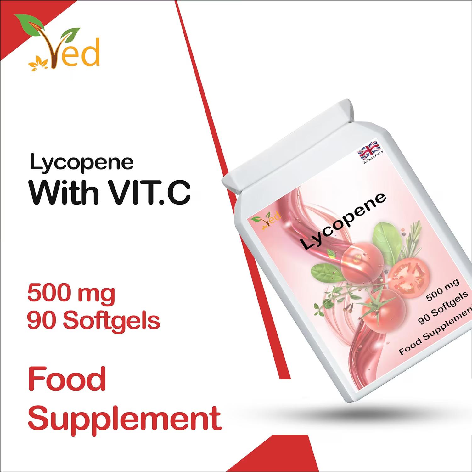 Ved Lycopene Supplement 500mg - 90 Softgel Capsules for Overall Health ...