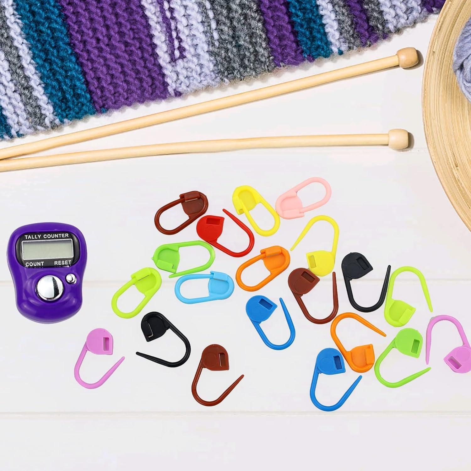 LAMXD Knit Counter with 20 Stitch Markers - Finger Digital Row Counter ...