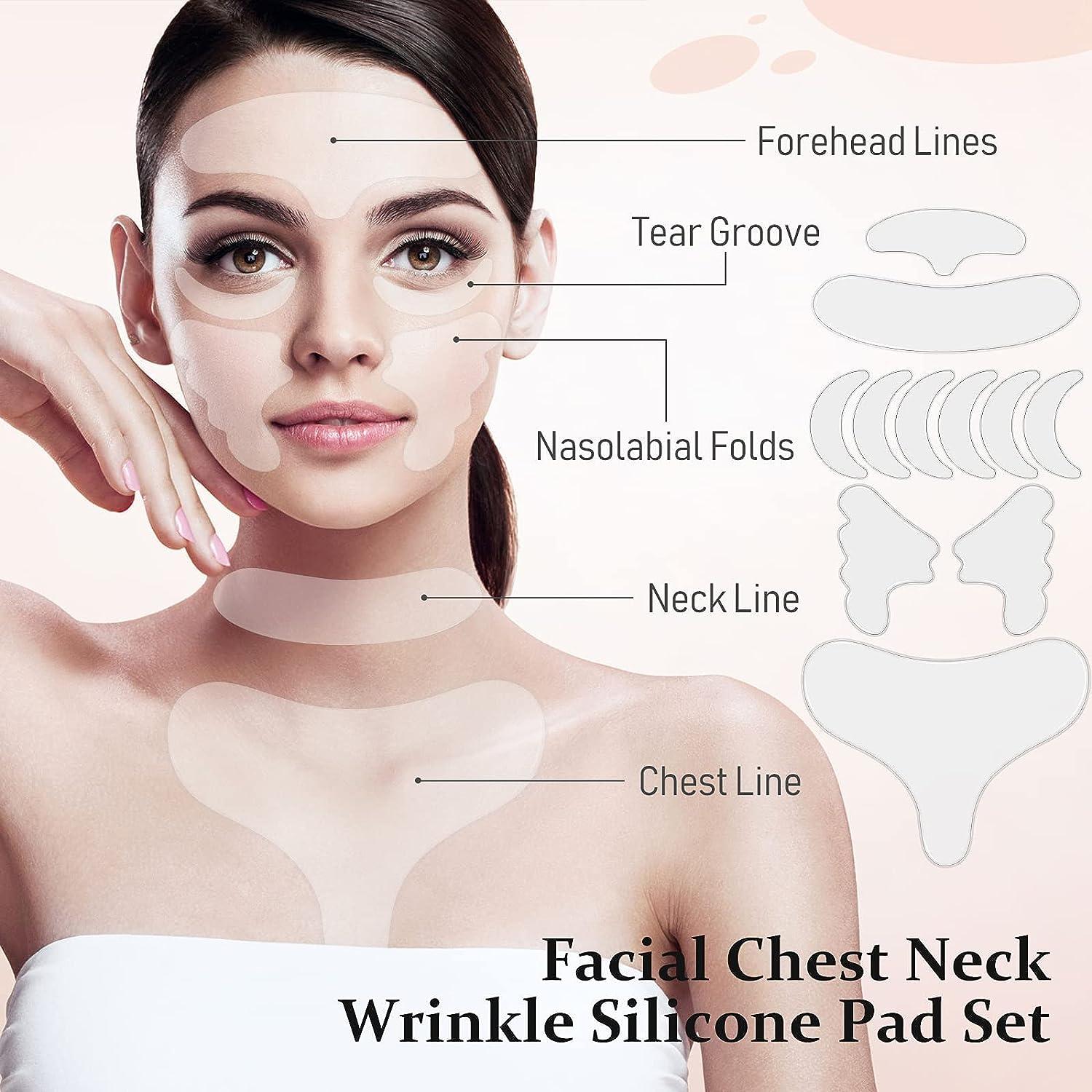 32 Pieces Silicone Facial Pads Set for Smoothing Face, Chest, Neck ...