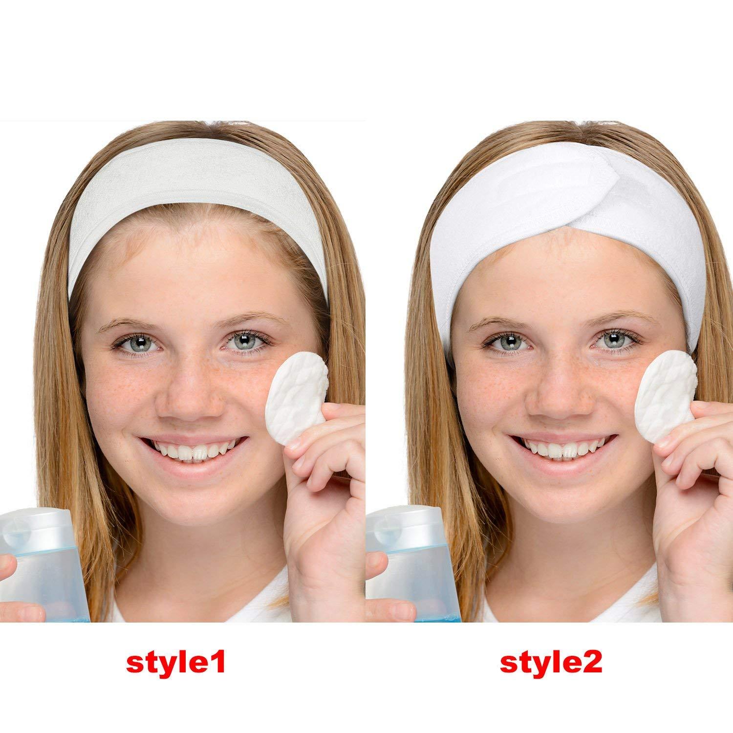 White Elastic Terry Cloth Spa Headband 8 Pack - Facial Head Wrap with ...