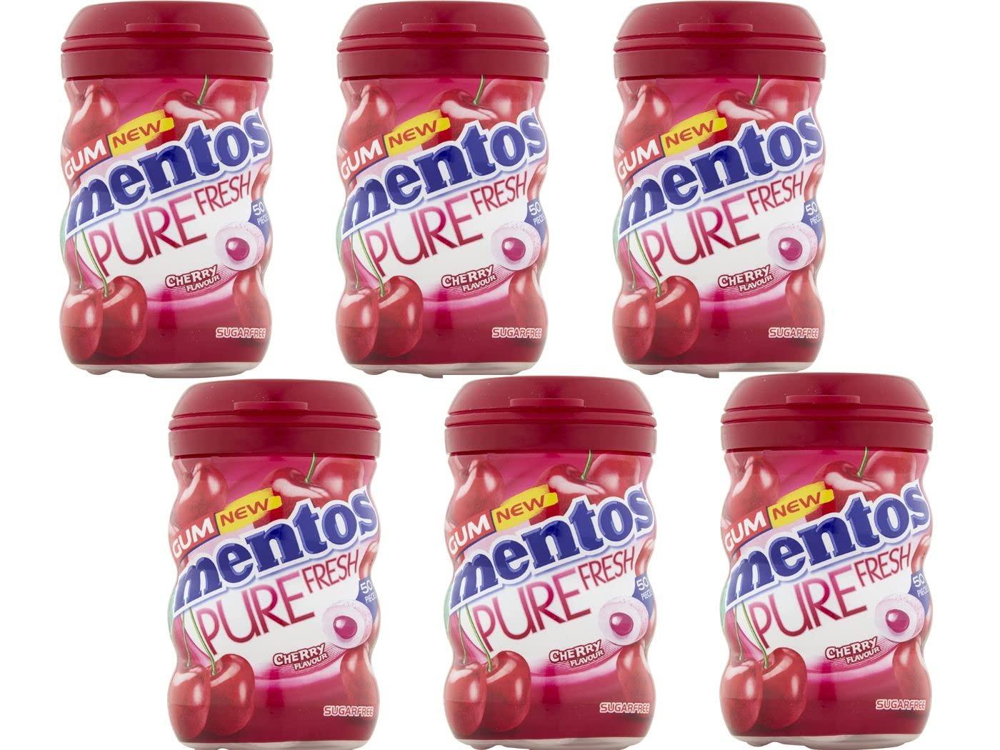 6 x 50 Piece Tub Cherry Flavour Chewing Gum Sugarfree Fresh Breath Pure ...