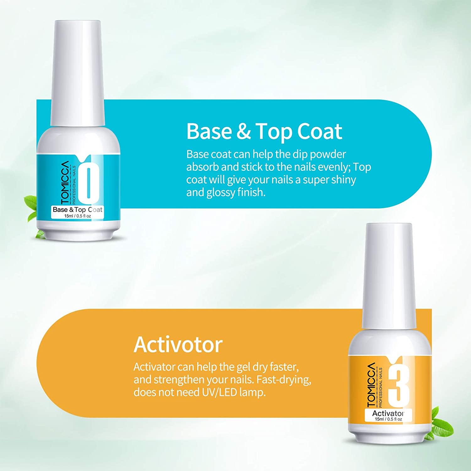 TOMICCA 15ML Dip Powder Liquid Set - Base Top Coat and Activator 2 in 1 ...